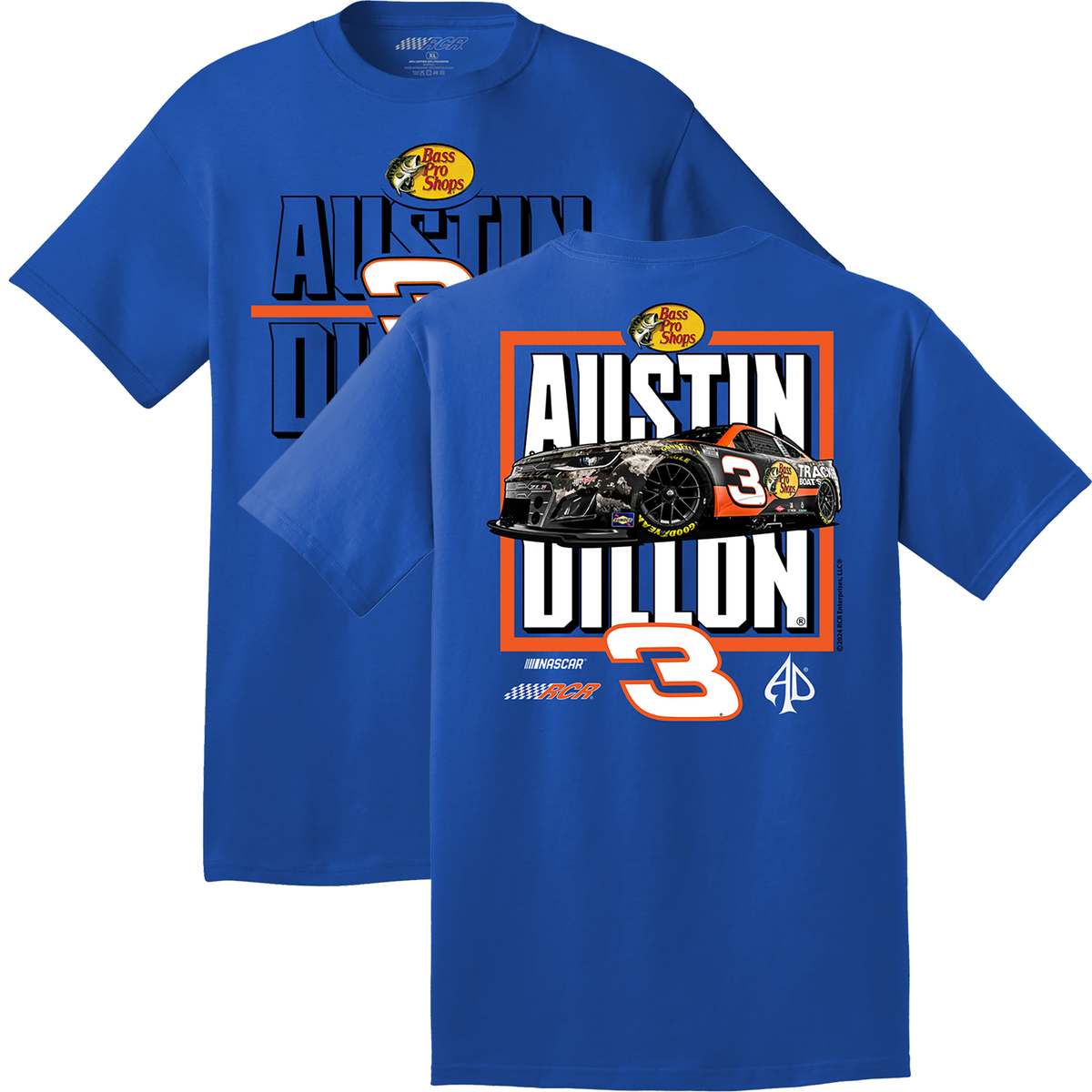Austin Dillon Bass Pro Shops Blue Tee – RCR Museum & Team Store