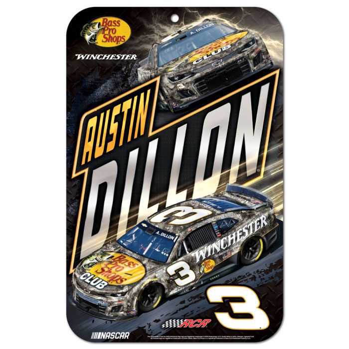 Austin Dillon 2025 Bass Pro Shops Winchester 17"x11" Plastic Sign – RCR ...