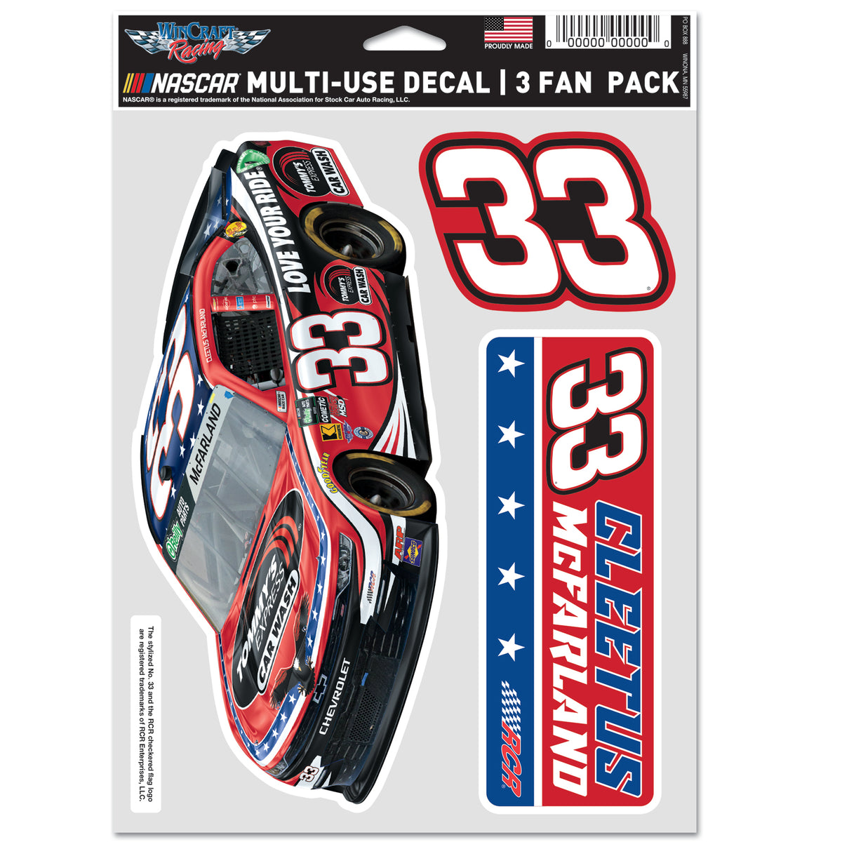 Cleetus McFarland RCR No. 33 Multi-Use 3 Pack Decal Set – RCR Museum ...