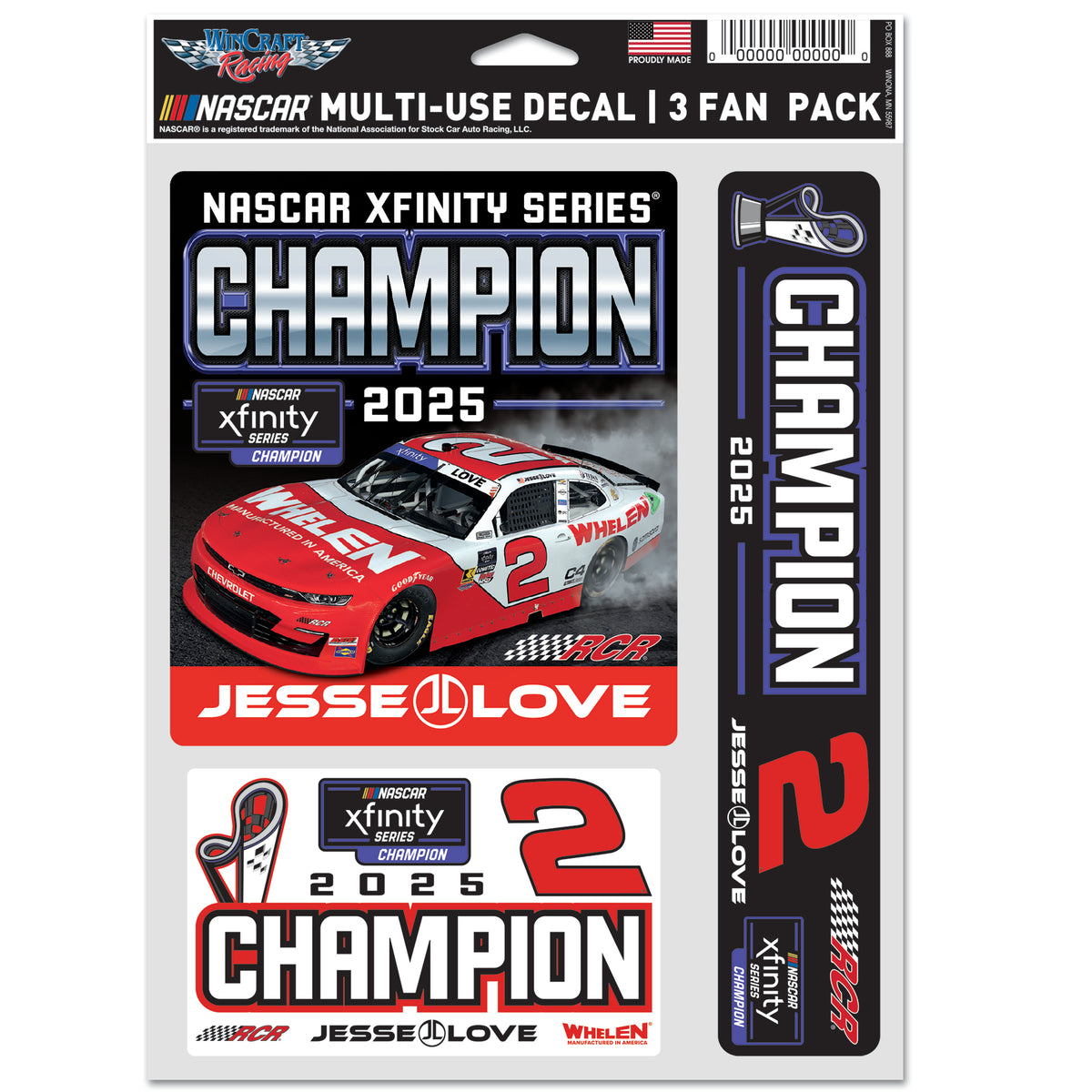Jesse Love 2025 NASCAR Xfinity Series Champion Triple Decal Set – RCR ...