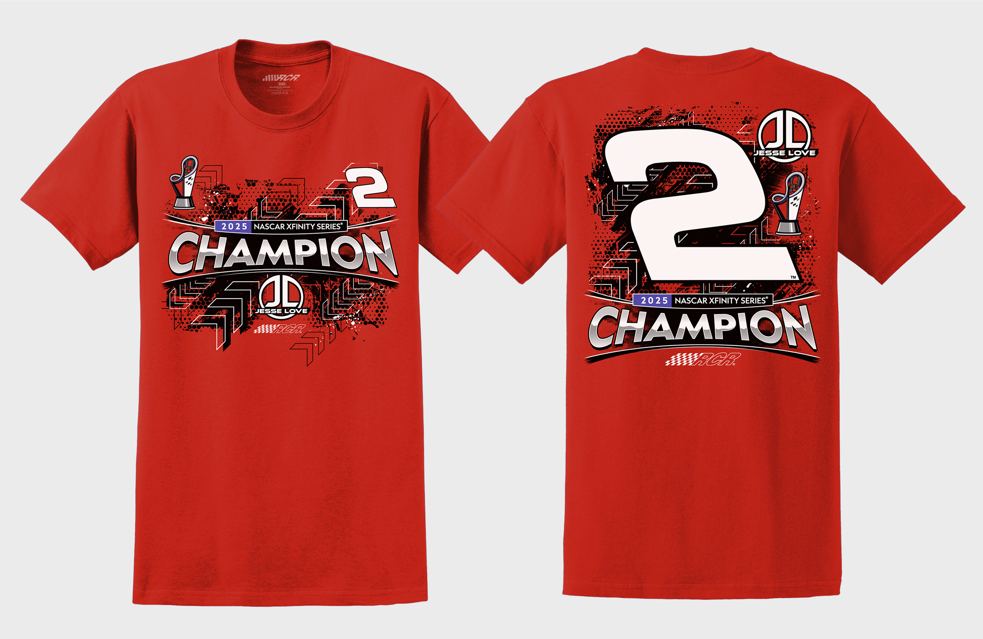 Jesse Love 2025 NASCAR Xfinity Series Champion Red Lifestyle Tee – RCR ...