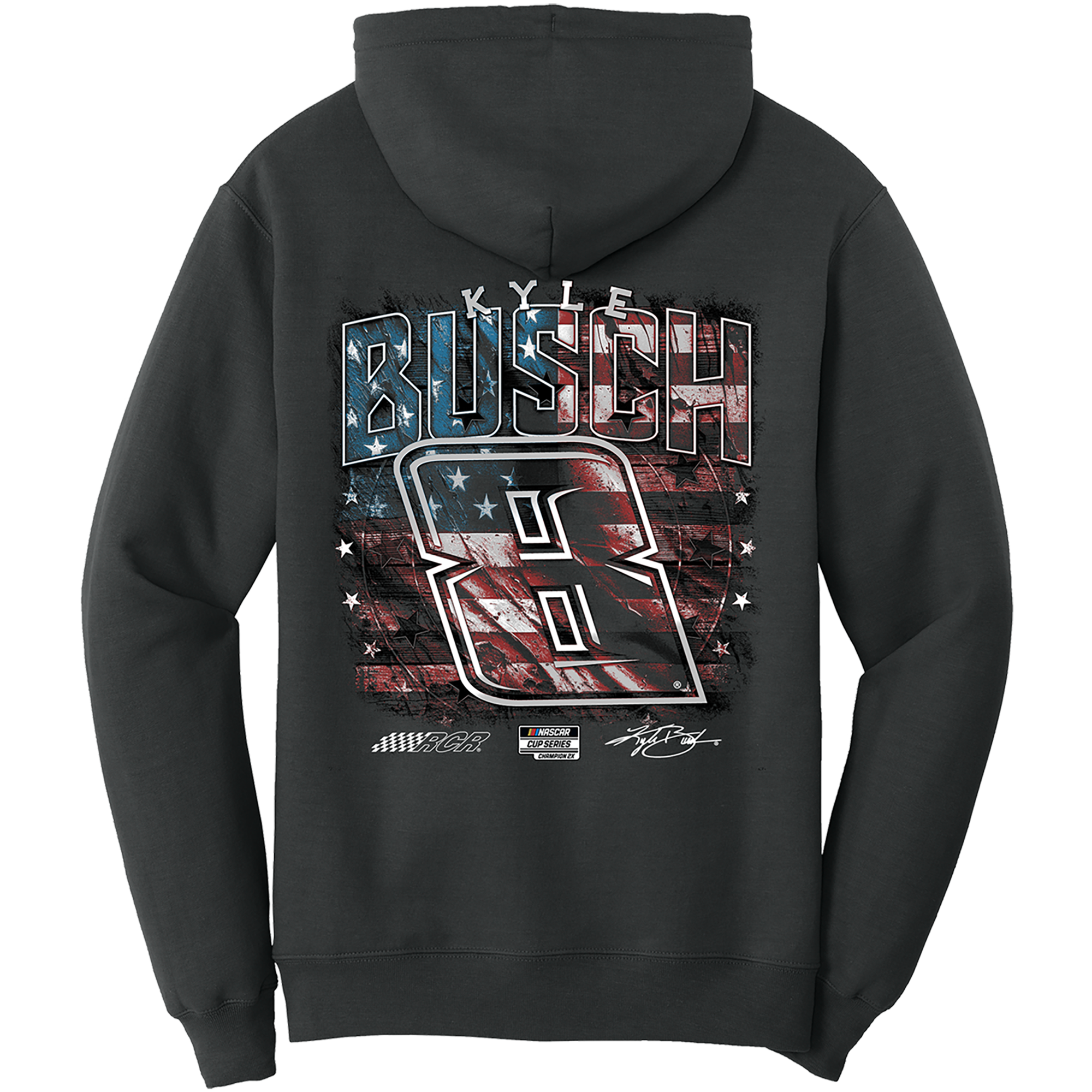 Kyle Busch 2026 Gray USA Flag Patriotic Hoodie – RCR Museum & Team Store