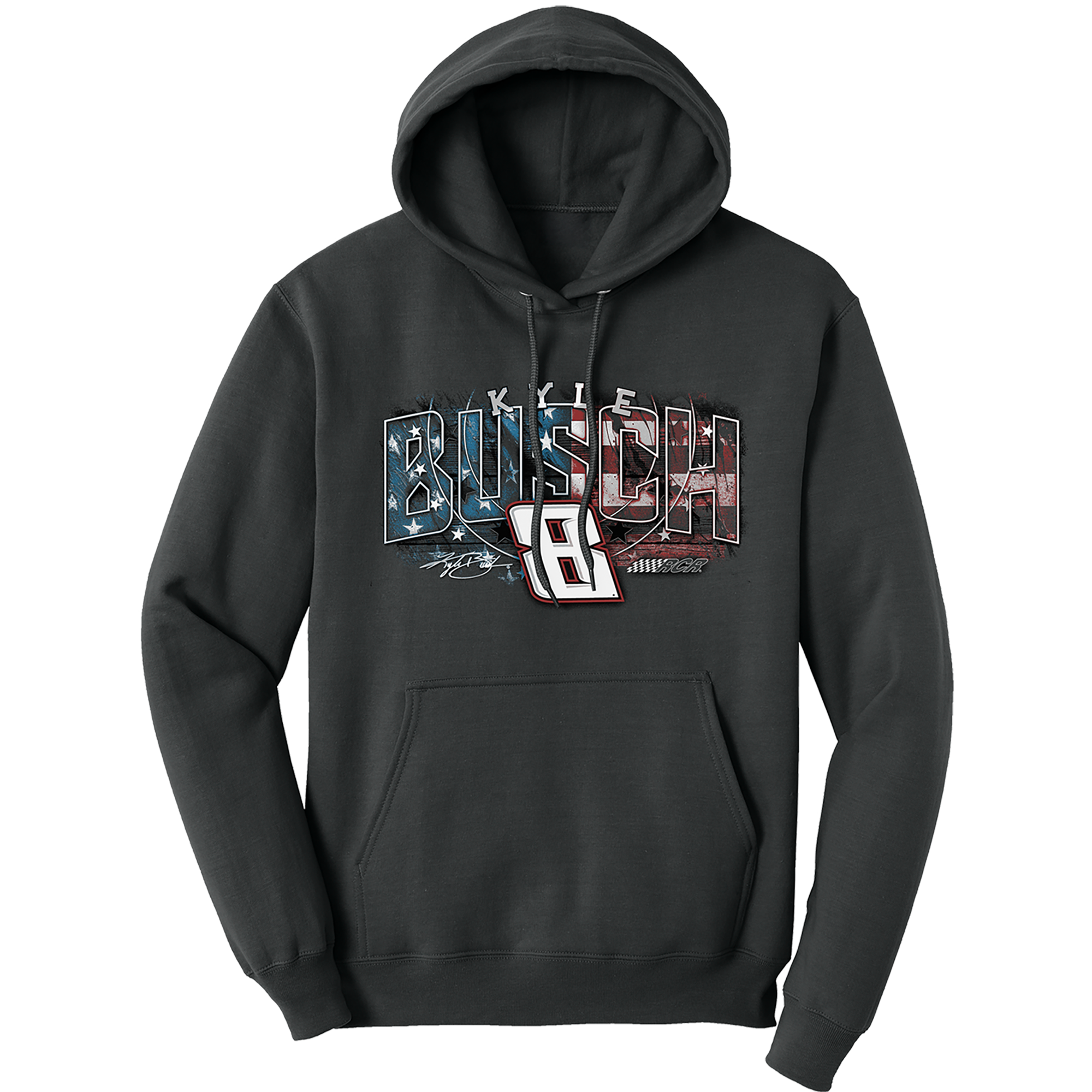 Kyle Busch 2026 Gray USA Flag Patriotic Hoodie – RCR Museum & Team Store