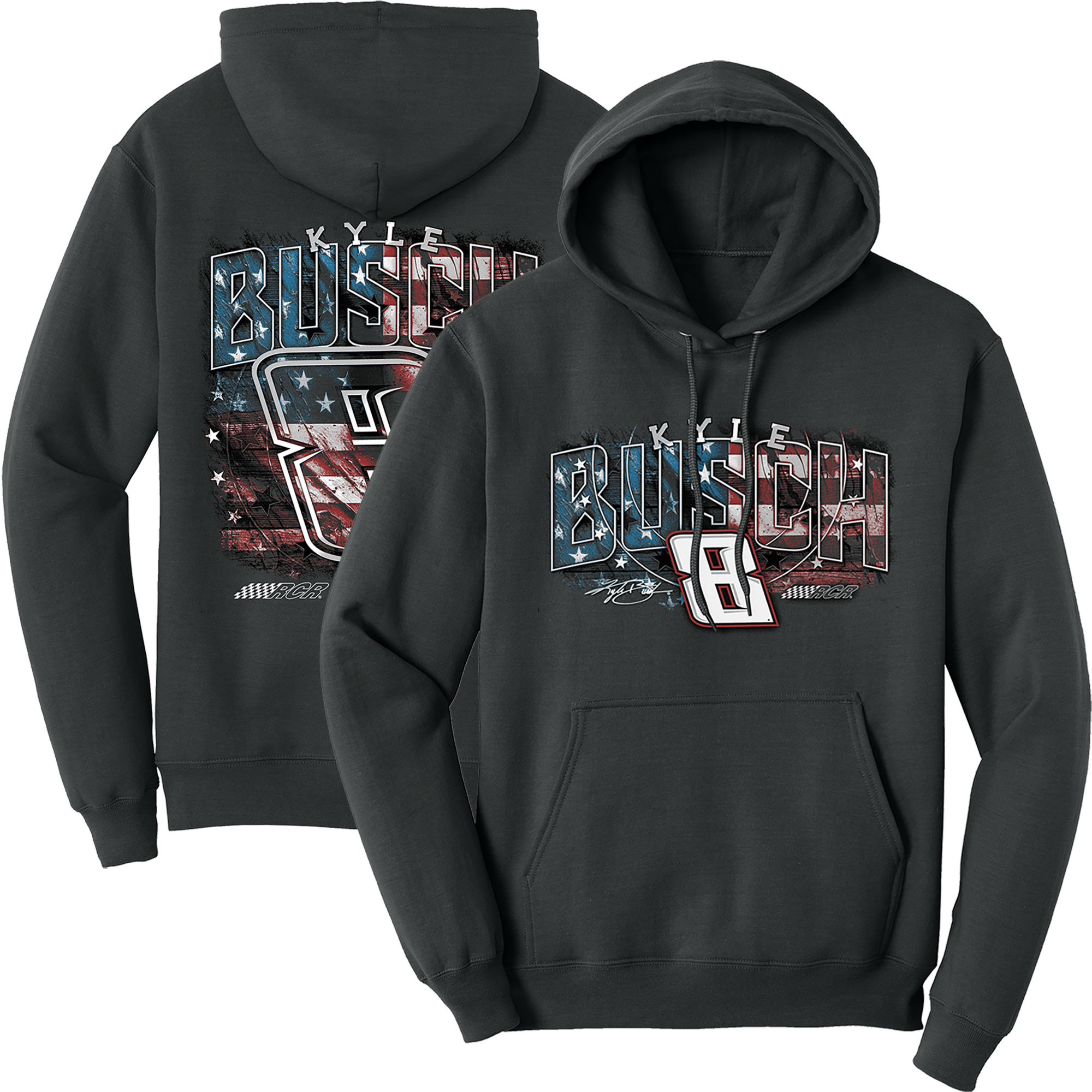 Kyle Busch 2026 Gray USA Flag Patriotic Hoodie – RCR Museum & Team Store