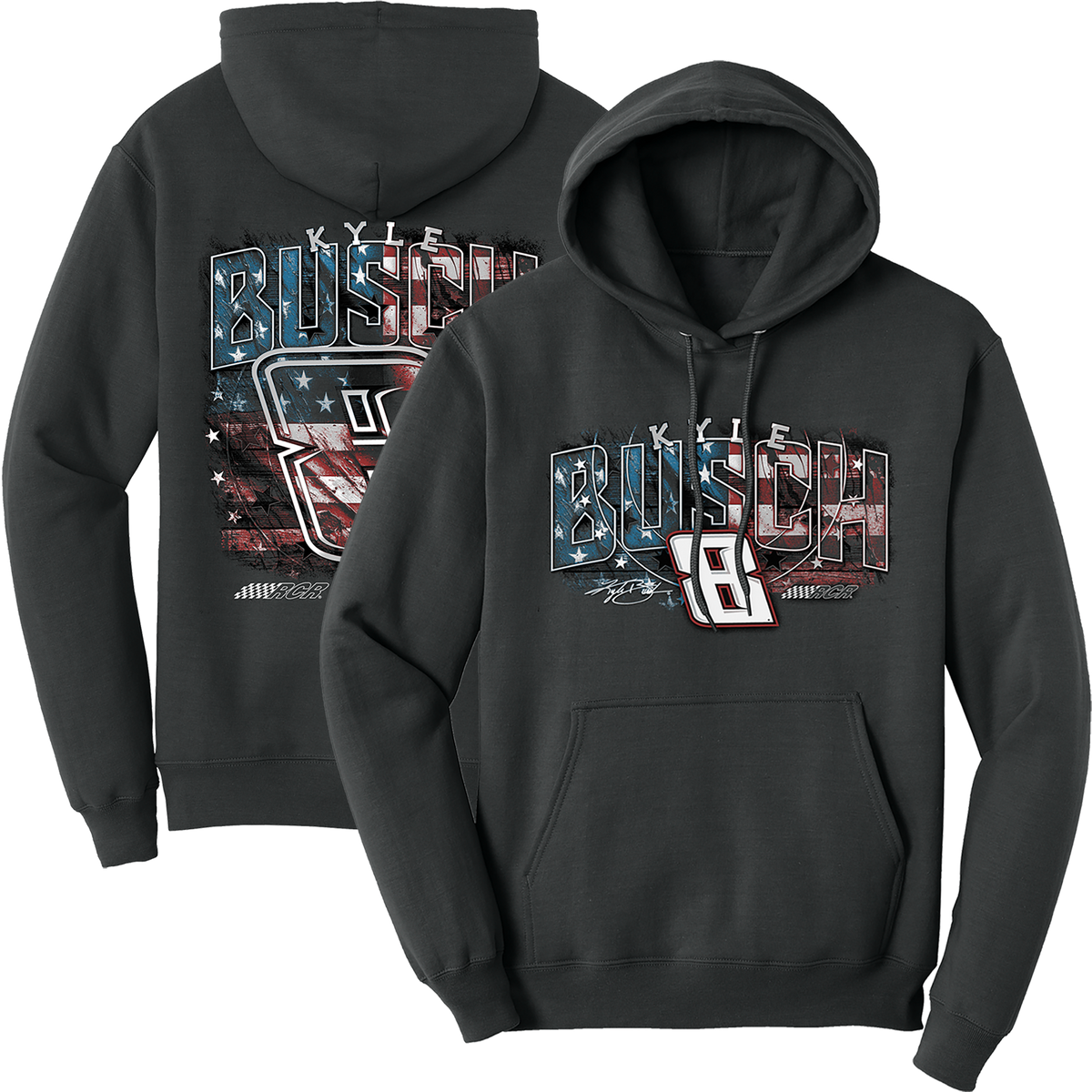 Kyle Busch 2026 Gray USA Flag Patriotic Hoodie – RCR Museum & Team Store
