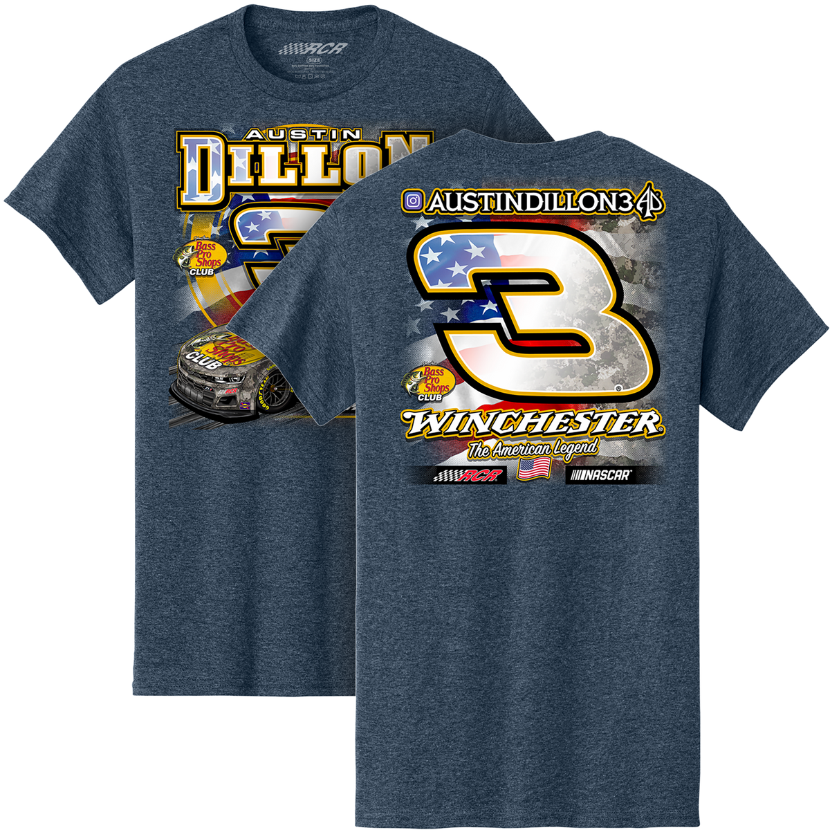 Austin Dillon 2025 Navy Bass Pro Shops / Winchester 2-Spot Tee – RCR ...
